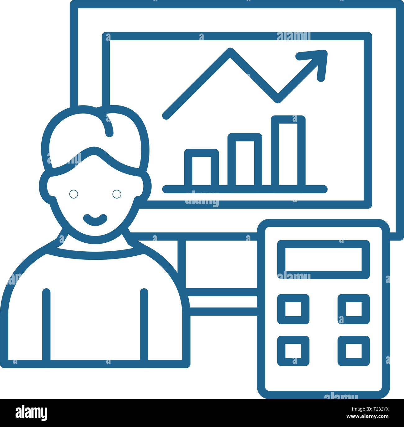 Data analysis system line icon concept. Data analysis system flat ...