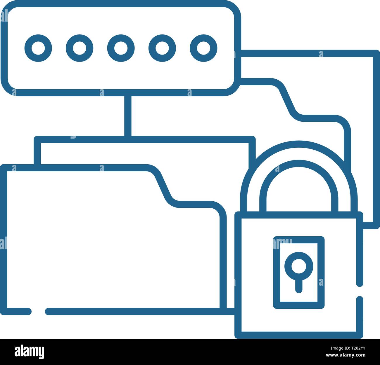 Data encryption line icon concept. Data encryption flat vector symbol ...
