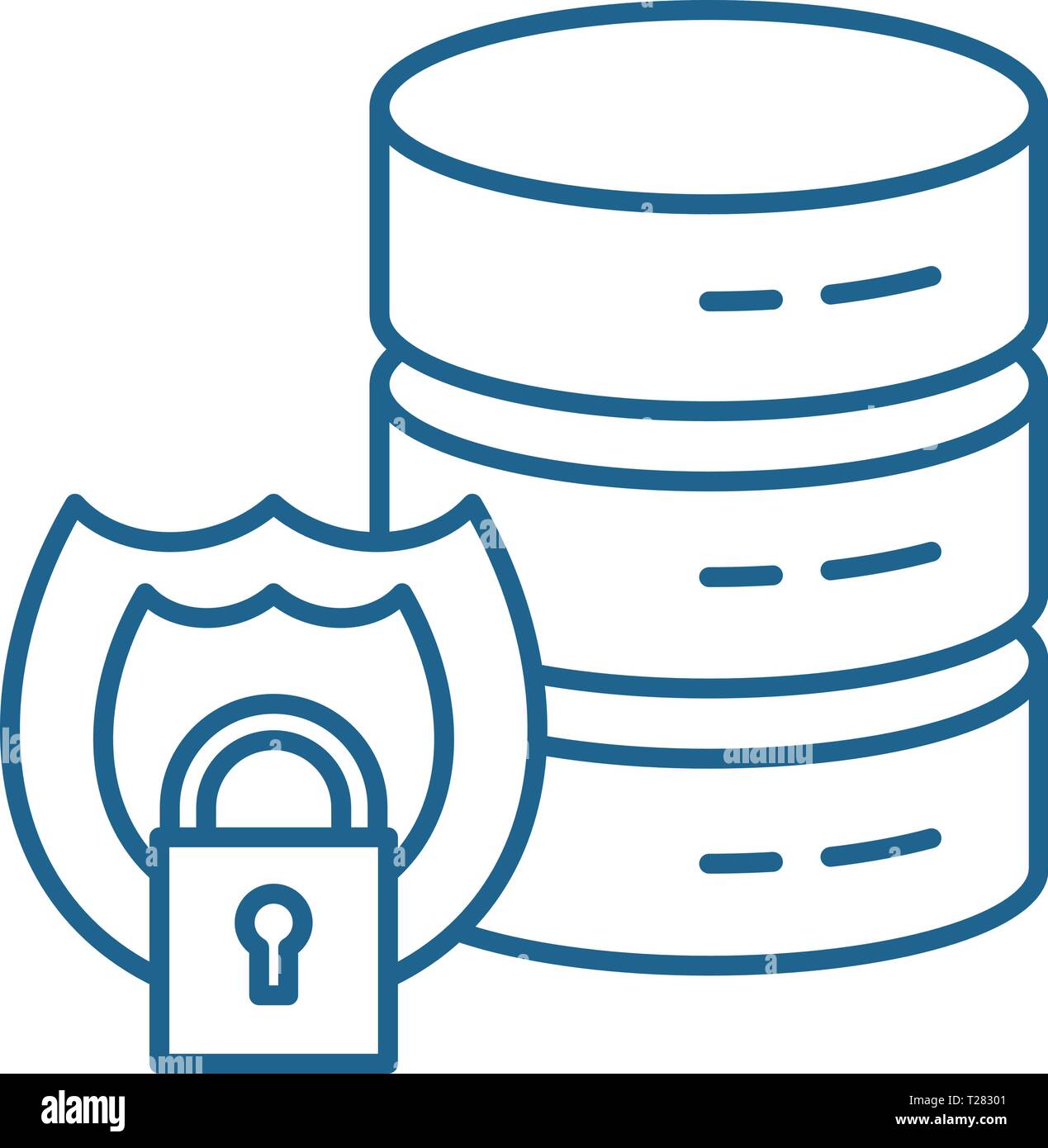 Data protection line icon concept. Data protection flat vector symbol ...