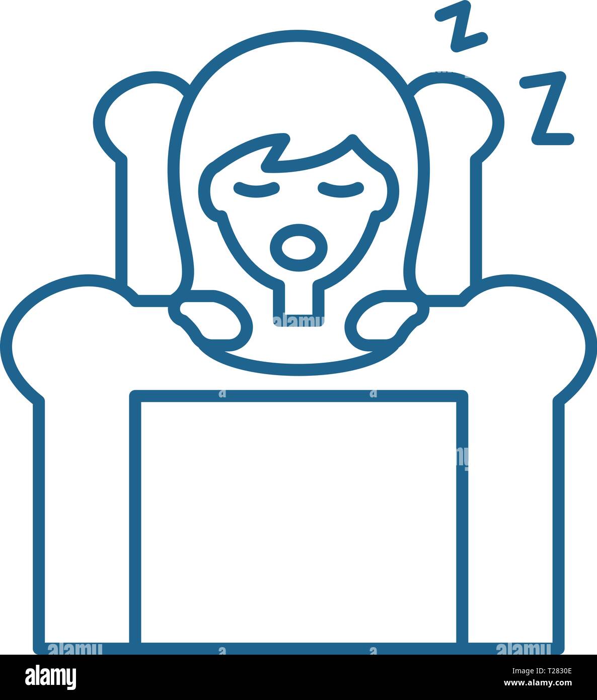 Deep sleep line icon concept. Deep sleep flat vector symbol, sign ...
