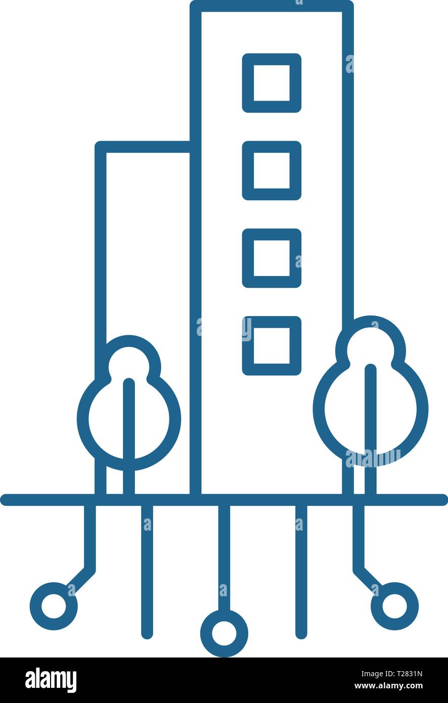 Digital city line icon concept. Digital city flat vector symbol, sign ... Digital city line icon concept. Digital city flat vector symbol, sign ...