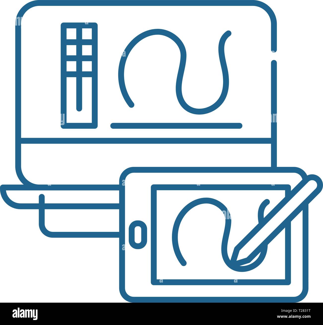 Digital drawing line icon concept. Digital drawing flat vector symbol ...