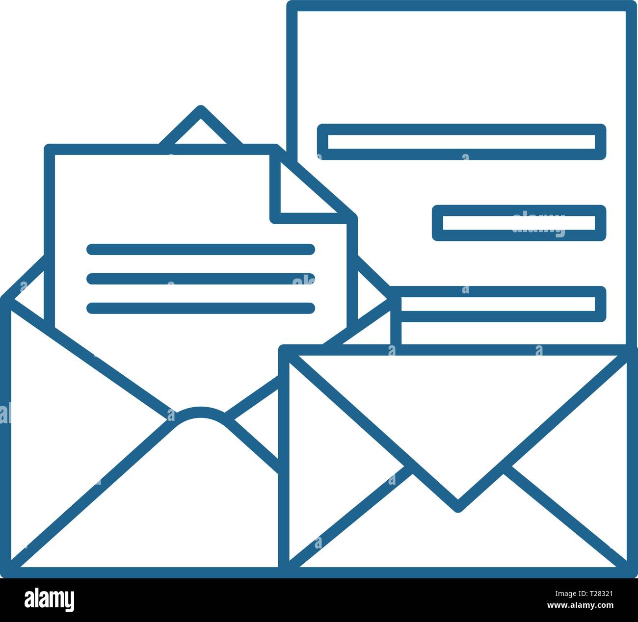 Direct marketing line icon concept. Direct marketing flat vector symbol ...