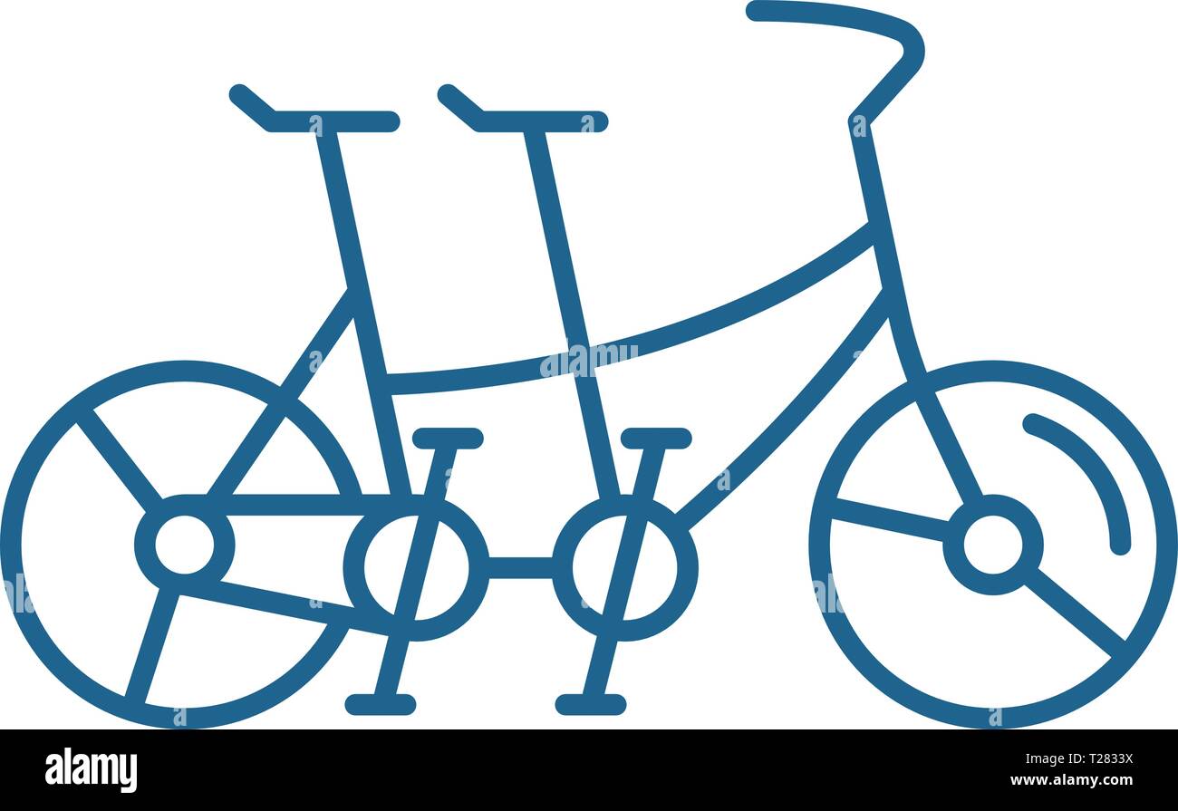 Double bike line icon concept. Double bike flat vector symbol, sign ...