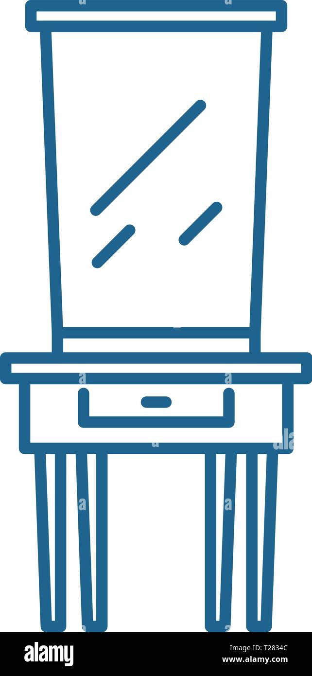 Dressing table line icon concept. Dressing table flat vector symbol ...