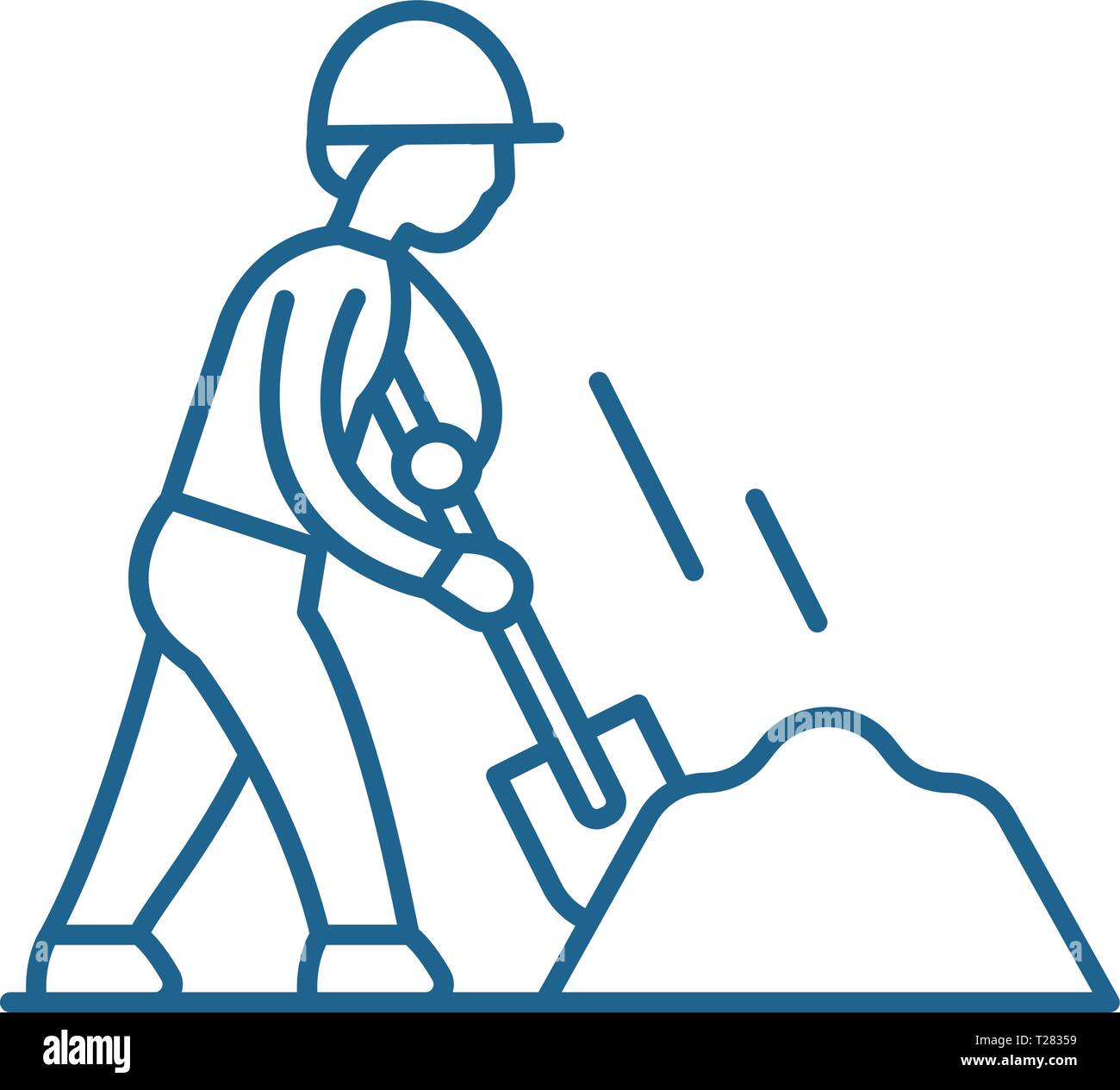 Earthworks line icon concept. Earthworks flat vector symbol, sign ...