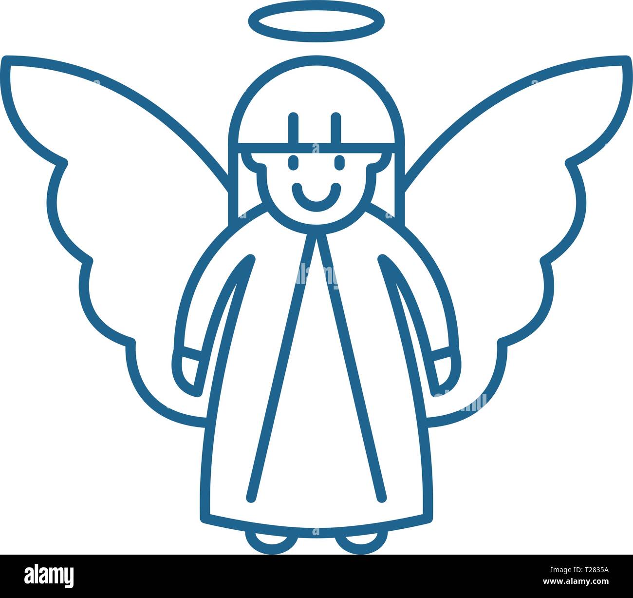 Easter angel line icon concept. Easter angel flat vector symbol, sign ...