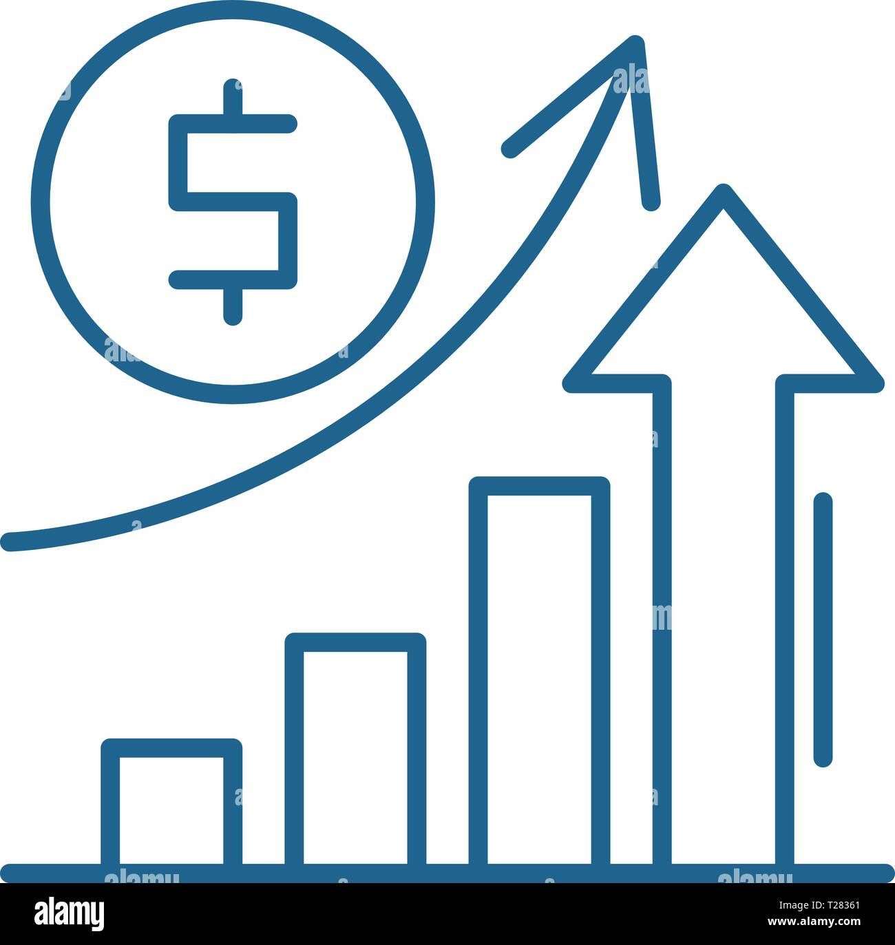 Economic growth line icon concept. Economic growth flat vector symbol ...