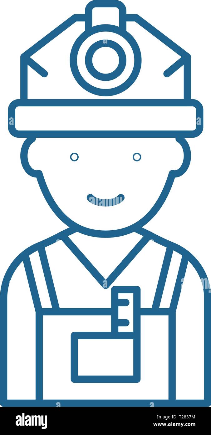 Engineer line icon concept. Engineer flat vector symbol, sign, outline ...