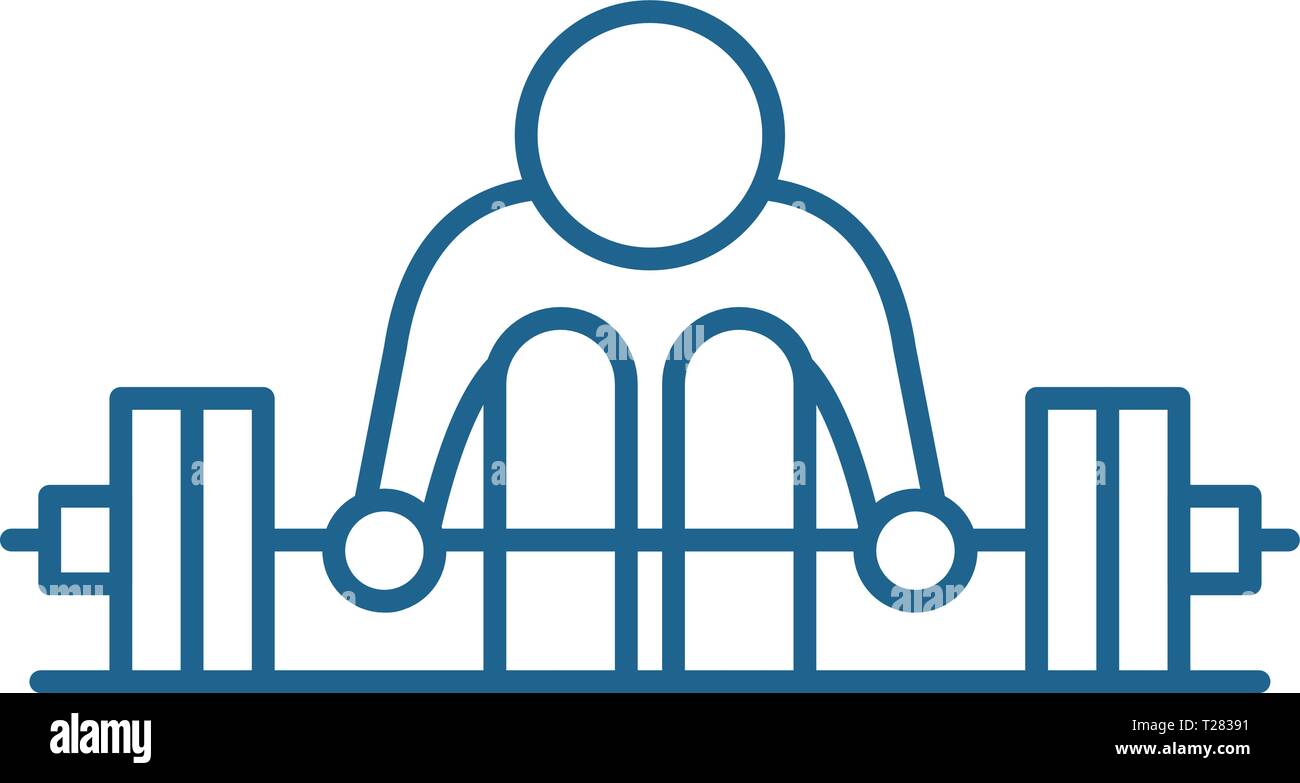 Exercises with a barbell line icon concept. Exercises with a barbell ...