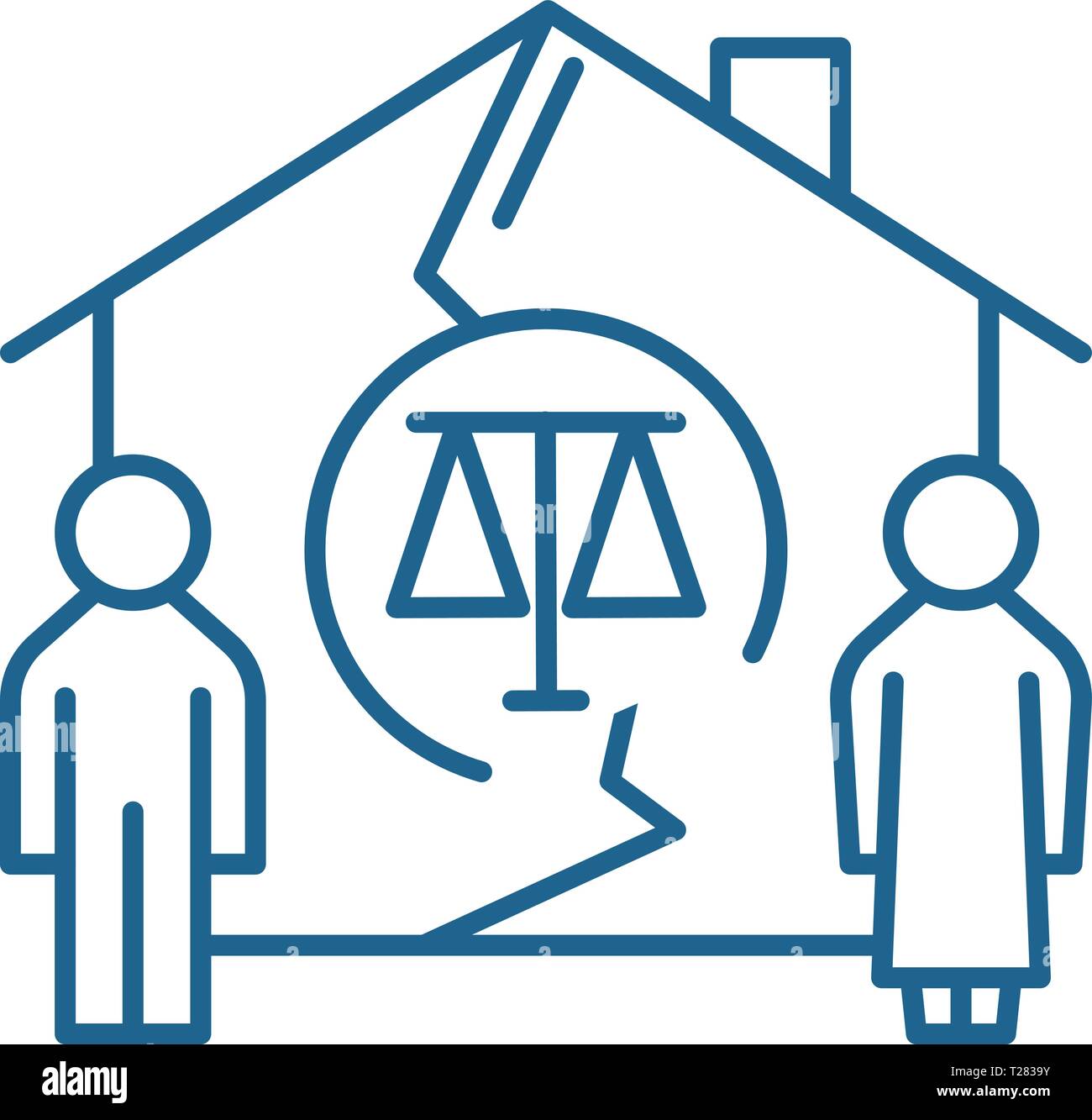 Family divorce line icon concept. Family divorce flat vector symbol ...