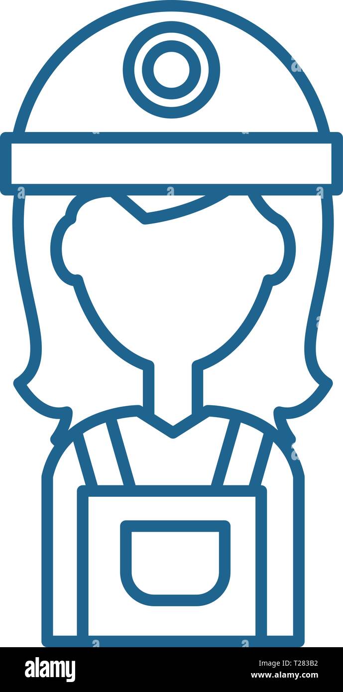 Female builder line icon concept. Female builder flat vector symbol ... Female builder line icon concept. Female builder flat vector symbol ...