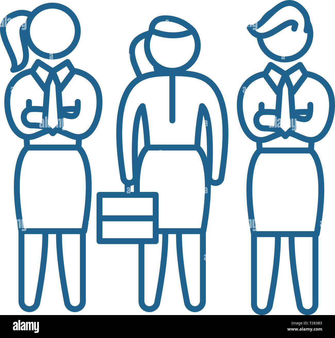 Female employees line icon concept. Female employees flat vector symbol ...