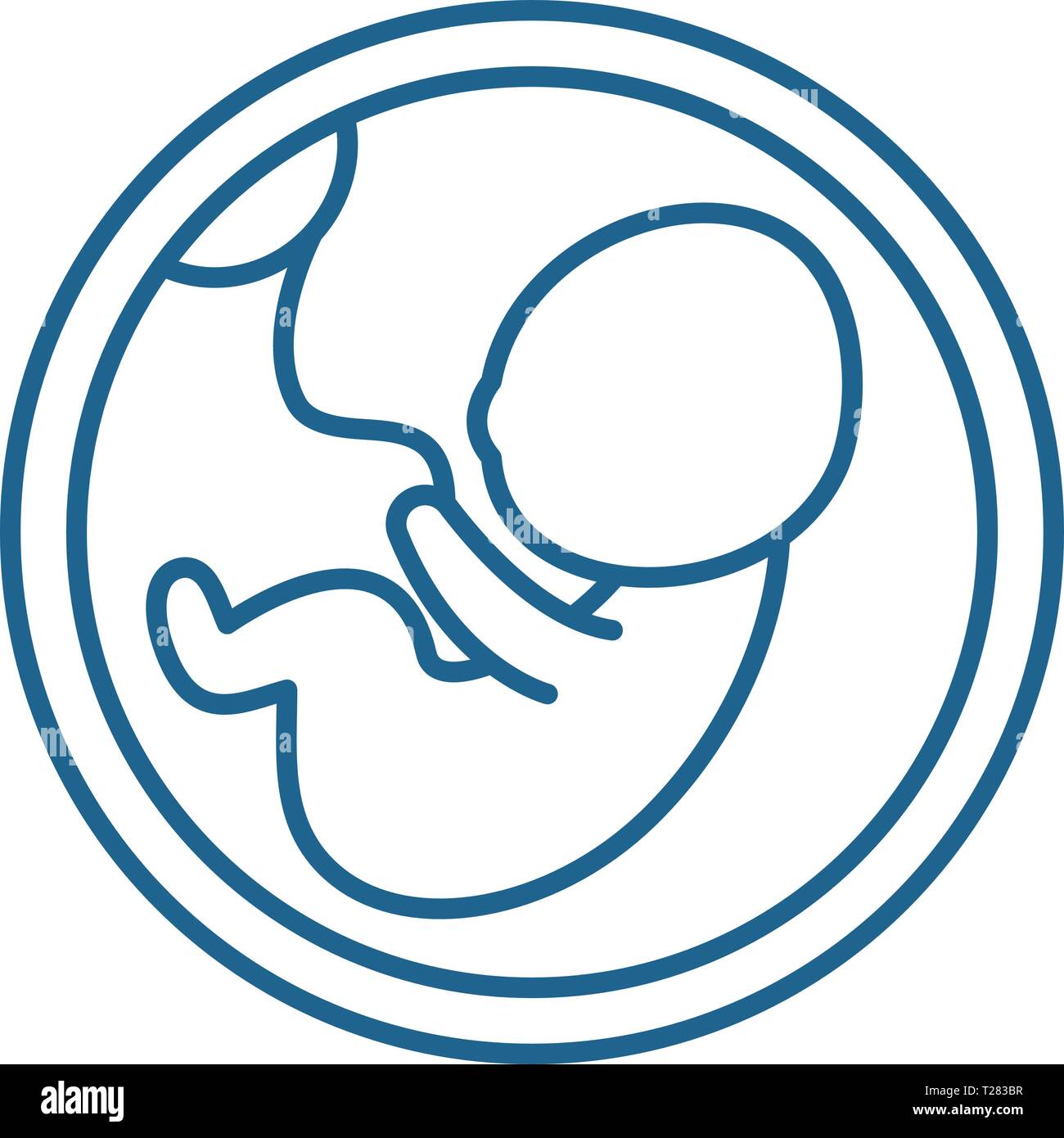 Fetus in the womb line icon concept. Fetus in the womb flat vector ...