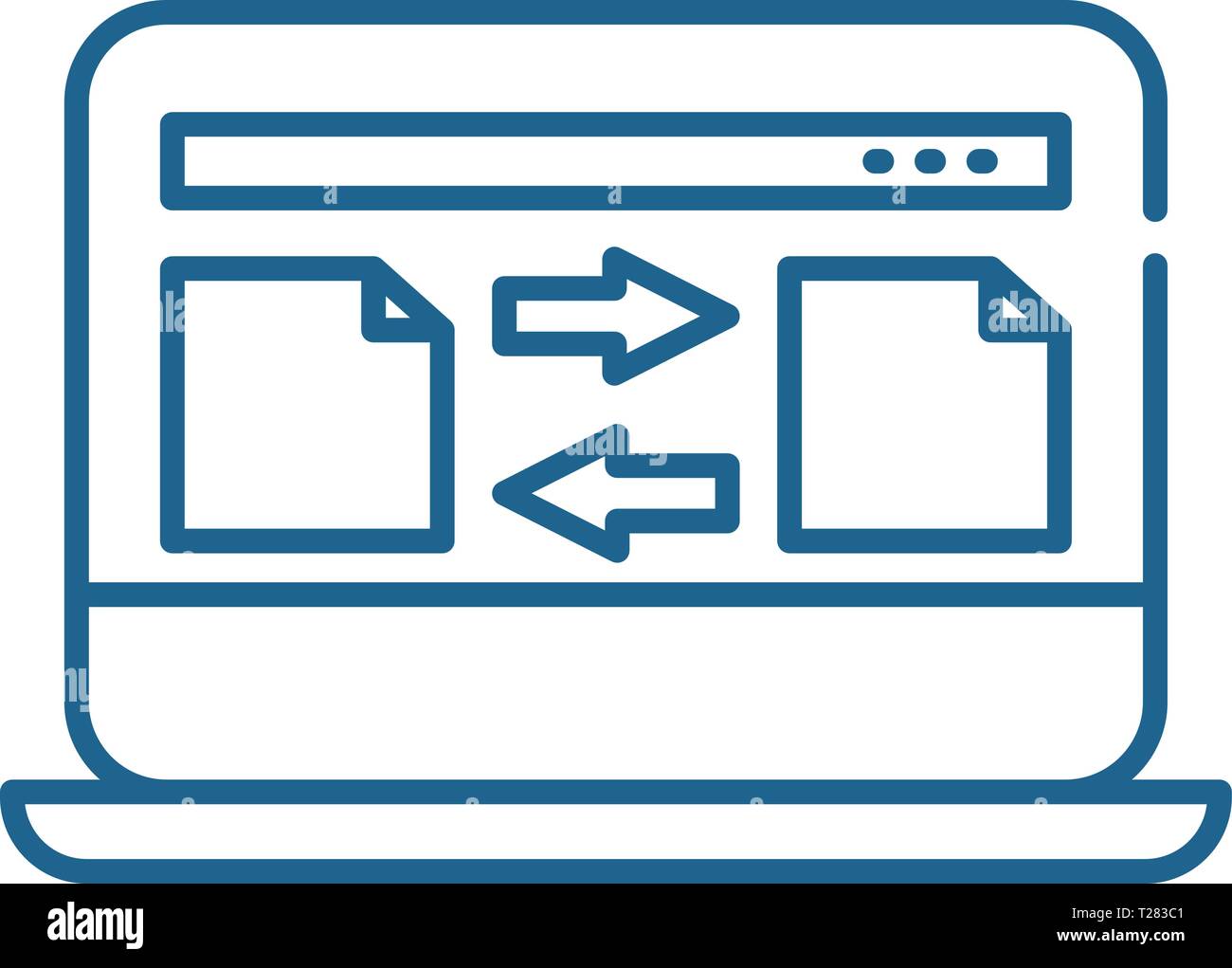 FILE TRANSFER line icon concept. FILE TRANSFER flat vector symbol, sign ...