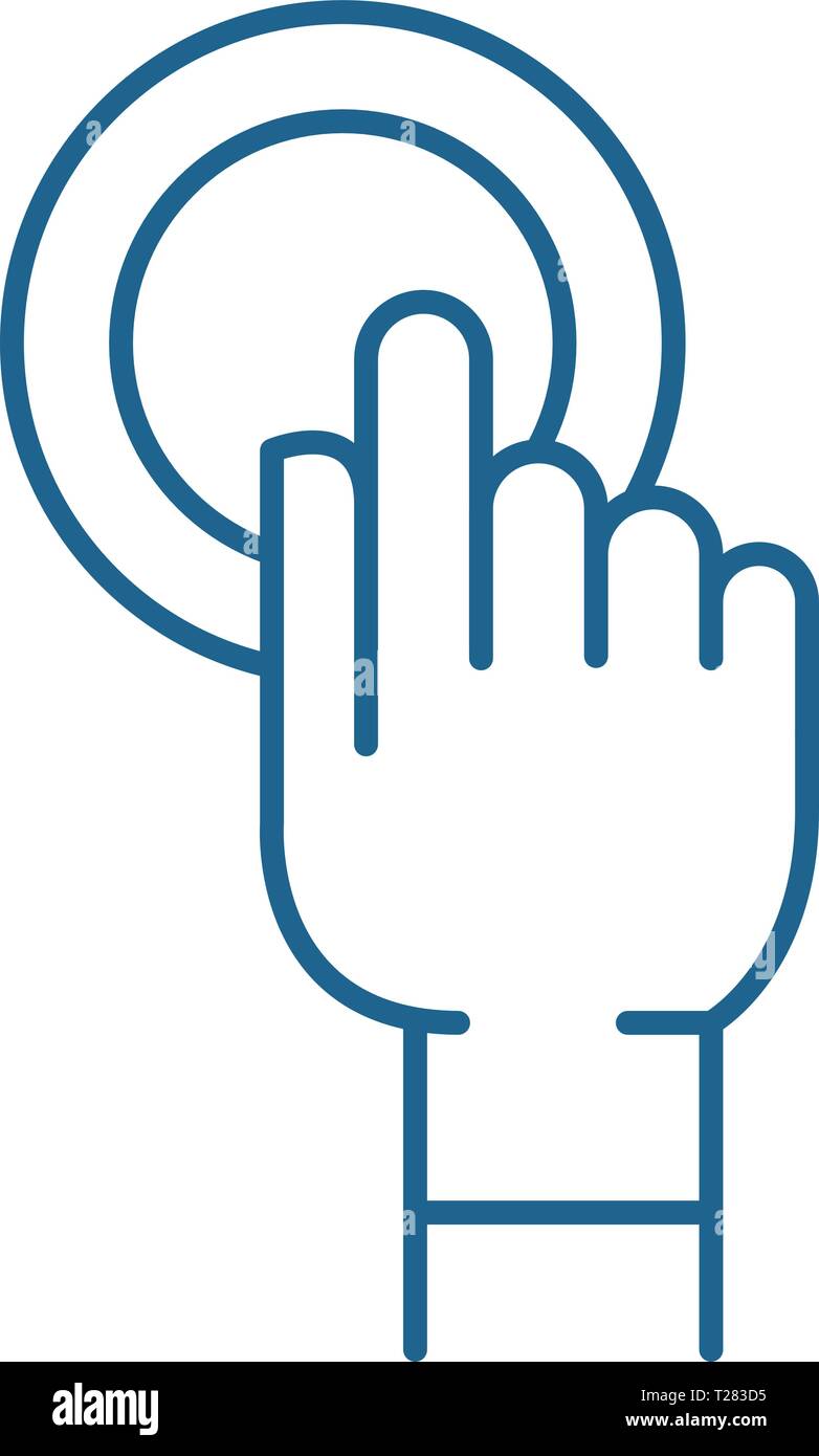 Finger touch line icon concept. Finger touch flat vector symbol, sign ...