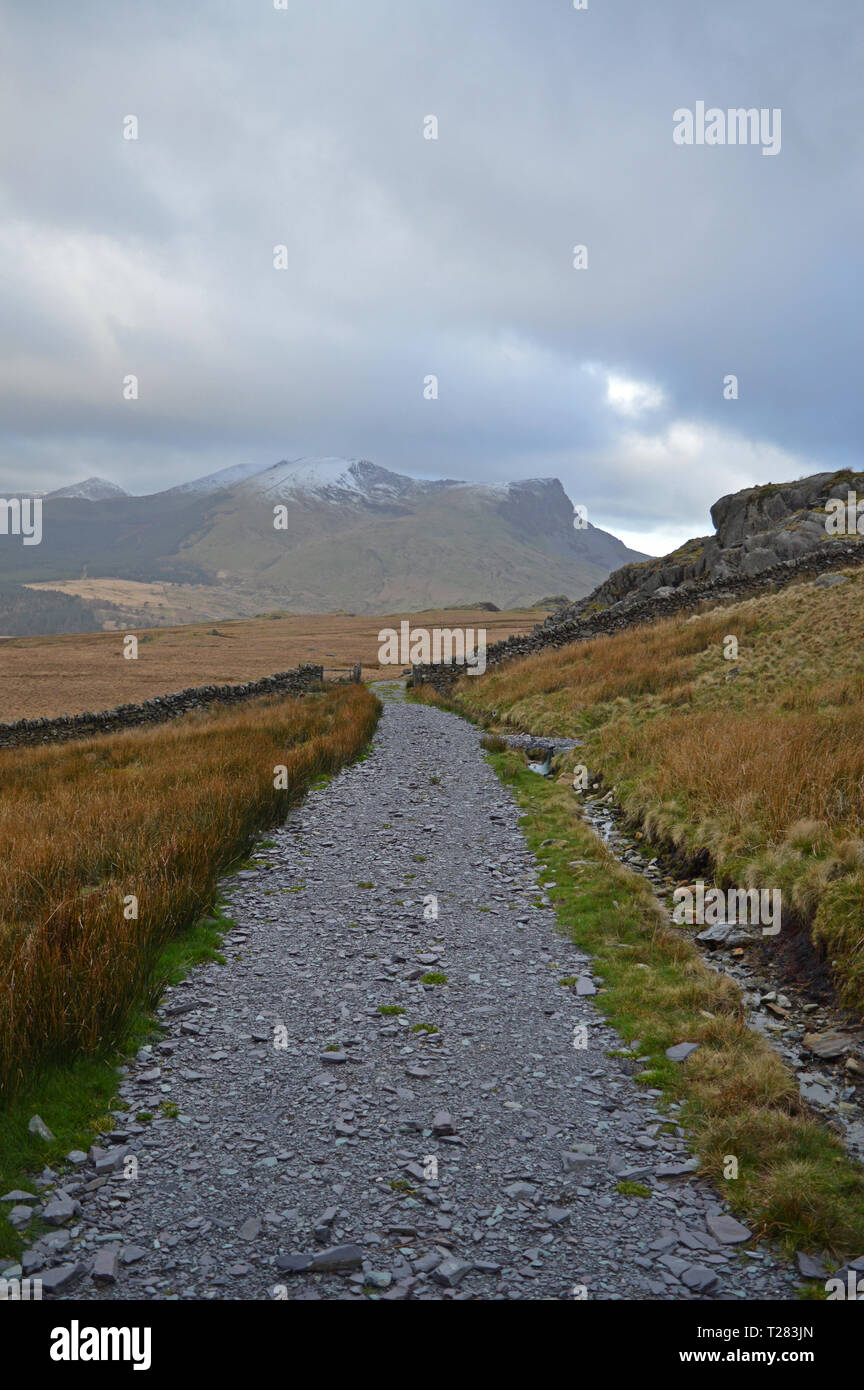 Nantlle Ridge viewed from deviated trail off the Rhyd Ddu path ...