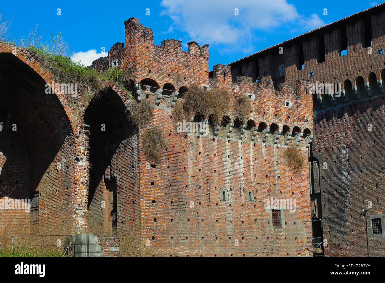 Milan, Italy. Sforzesco castle. brick wall Stock Photo - Alamy