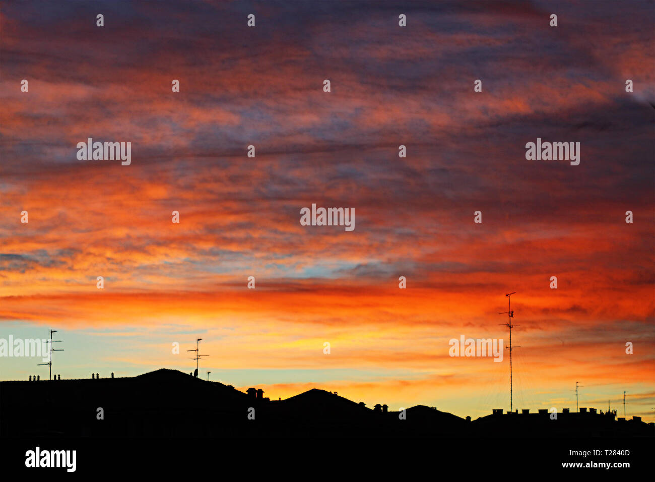 Beautiful orange sunset over city hi-res stock photography and images ...