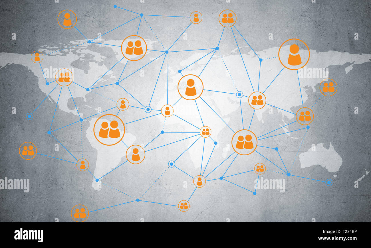 Background image with social connection and networking concept on ...