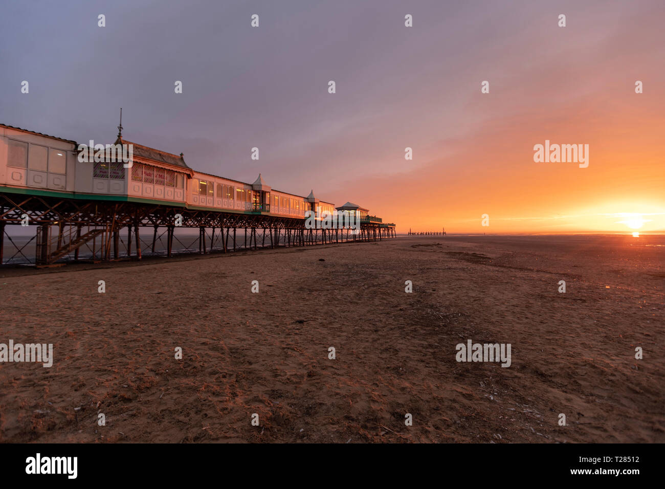 St Anne's Pier, a Victorian pier, at sunset in the English seaside ...