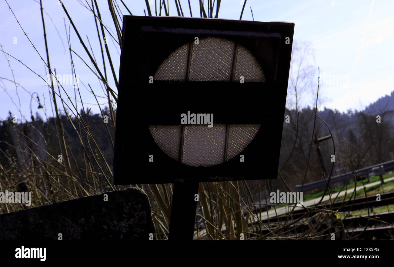 train sign for terminus or siding Stock Photo - Alamy