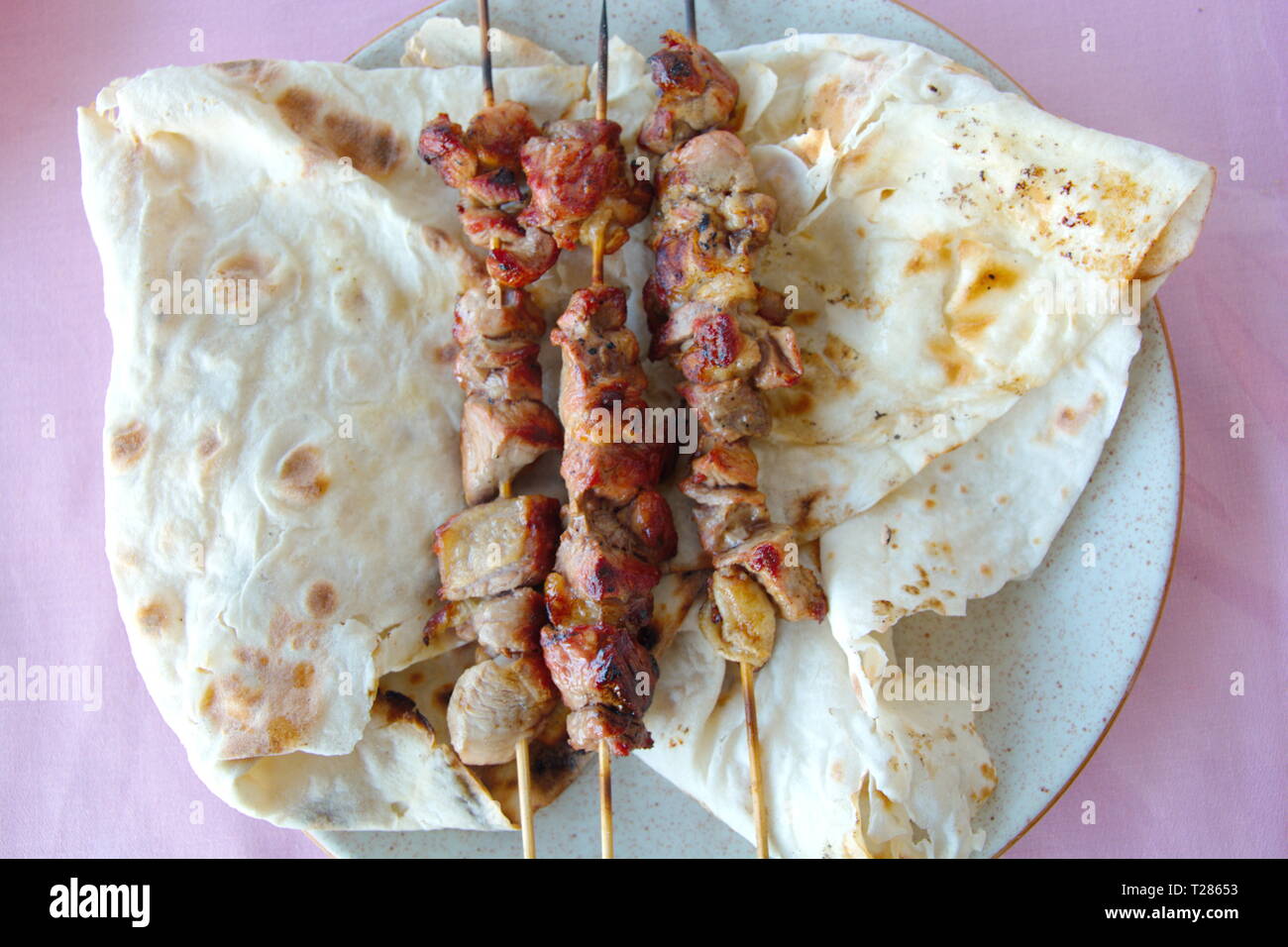 barbecue skewers meat. famous turkish kebab Stock Photo - Alamy