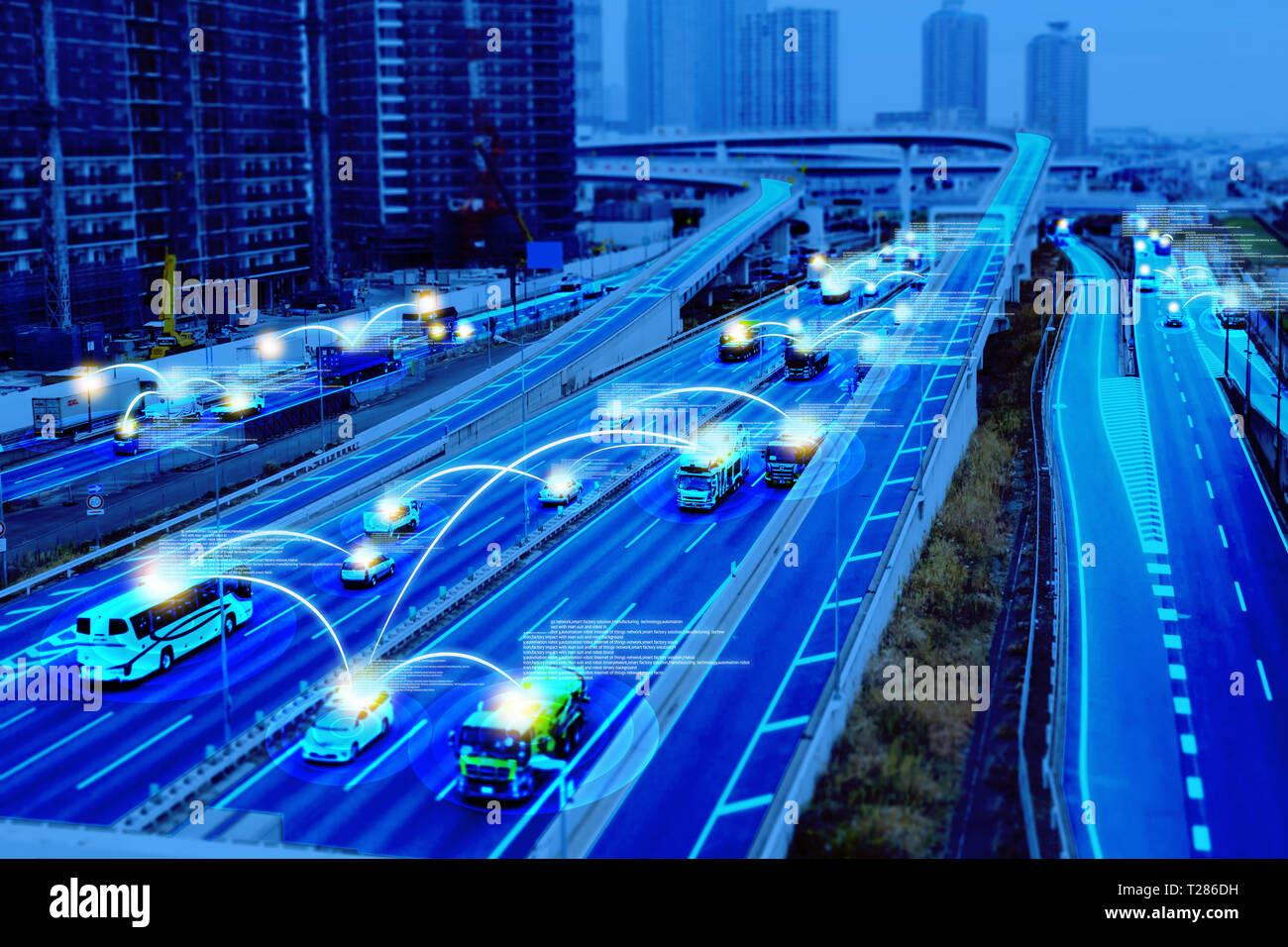 Smart car (HUD) , Autonomous self-driving mode vehicle on metro city ...