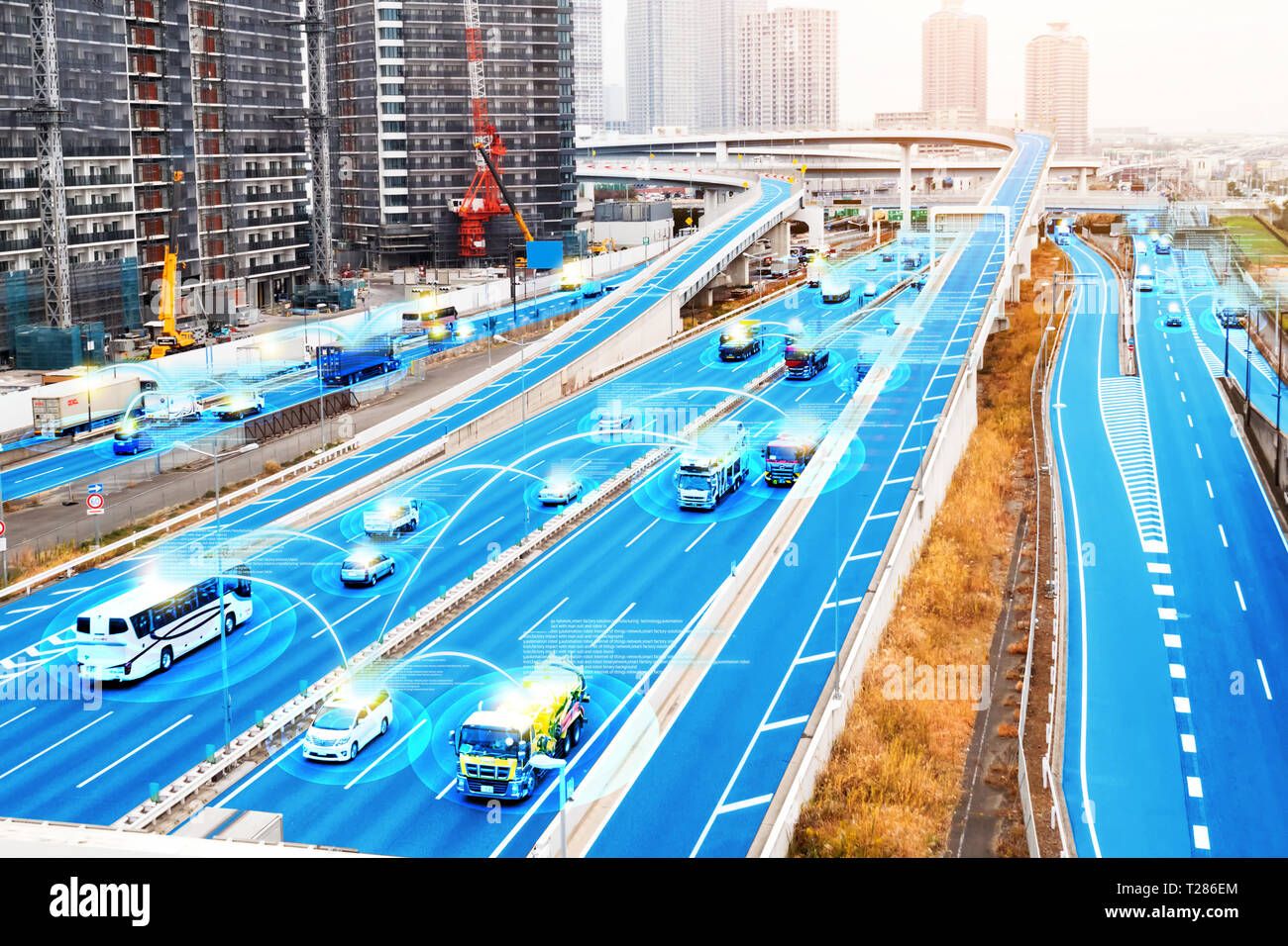 Smart car (HUD) , Autonomous self-driving mode vehicle on metro city ...