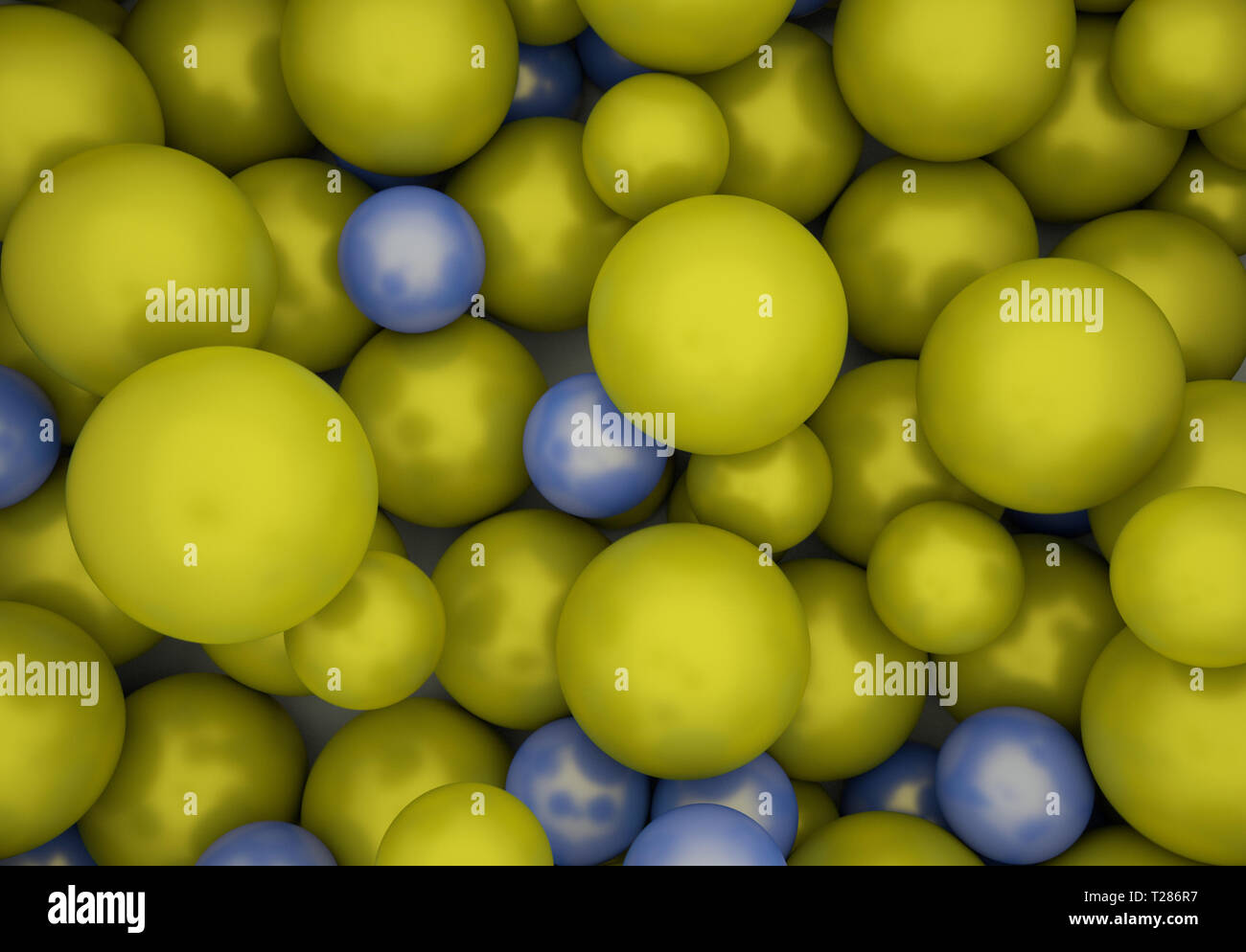 3D rendering golden drop balls with few of blue colored - Illustration ...