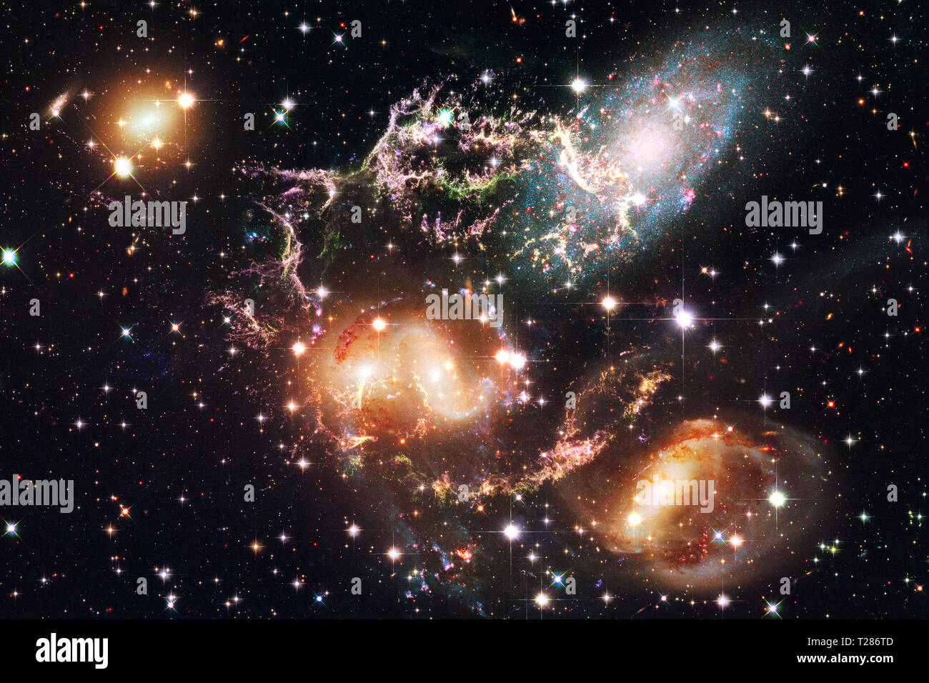 Universe scene with stars and galaxies in deep space showing the beauty ...