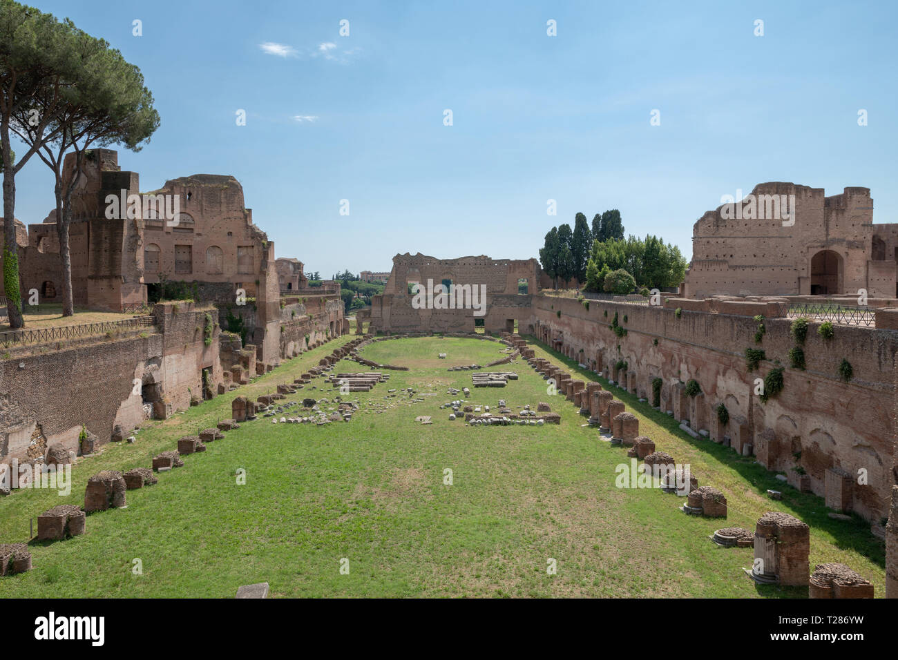 Rome, Italy - June 20, 2018: Panoramic view of The Circus Maximus ...