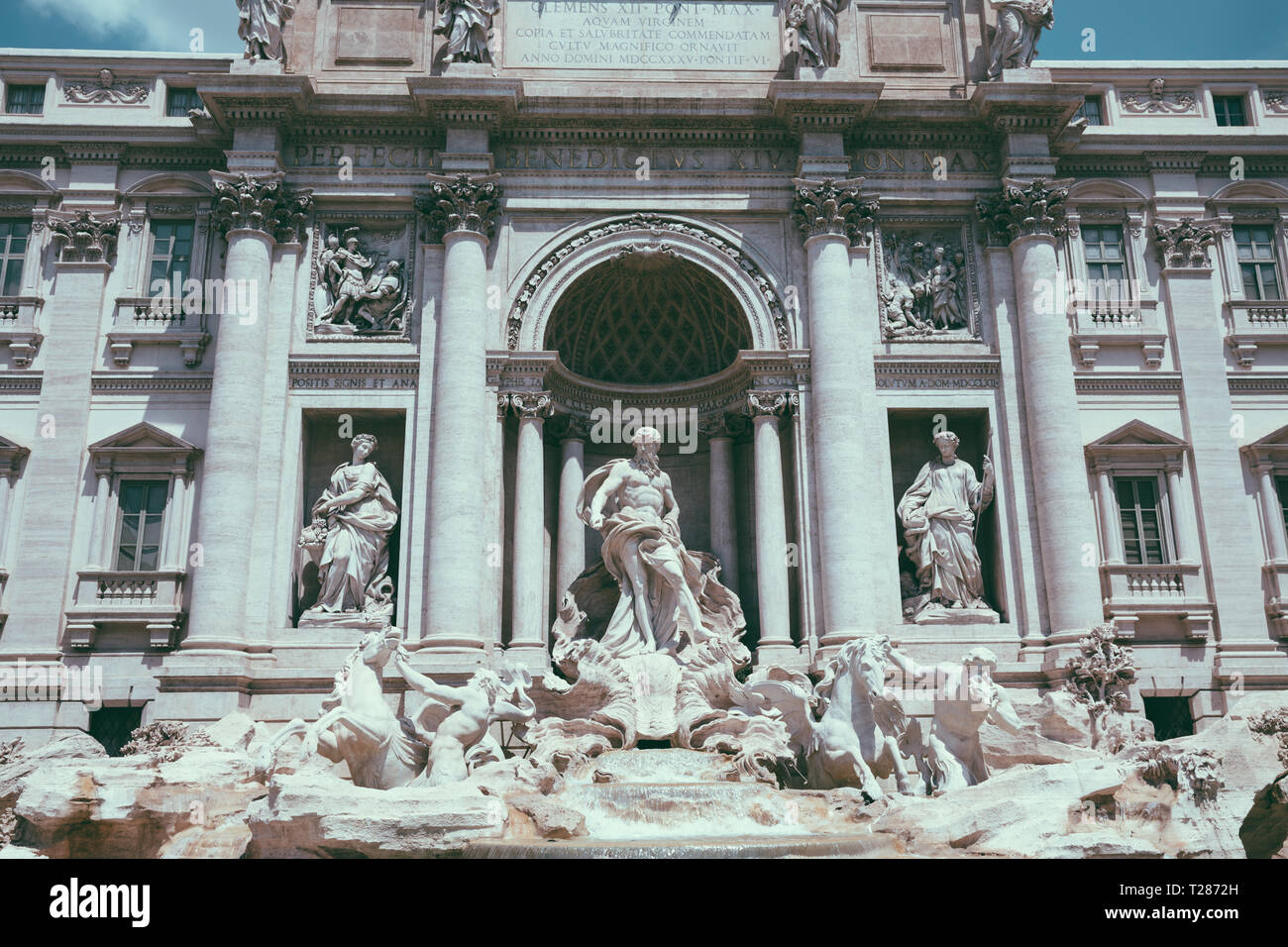 Panoramic view of Trevi Fountain in the Trevi district in Rome, Italy ...