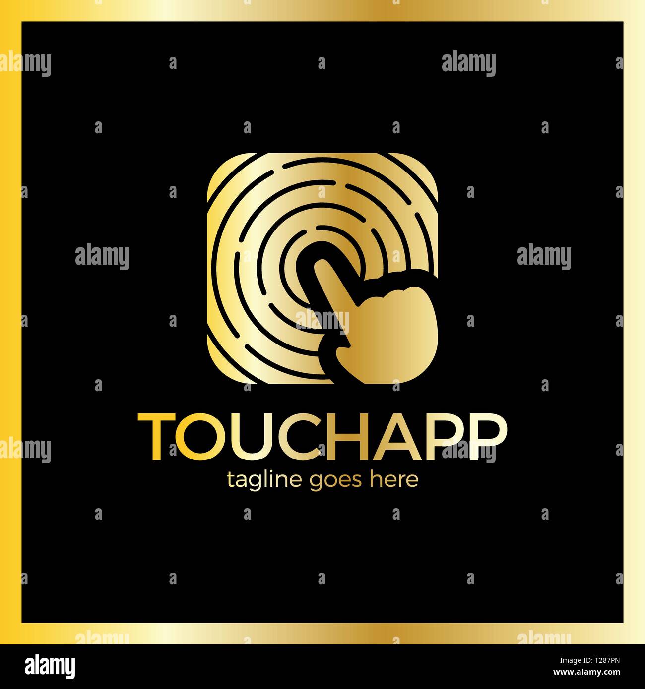 Touch Square Watch App Logo. Luxury, royal metal gold Stock Vector ...