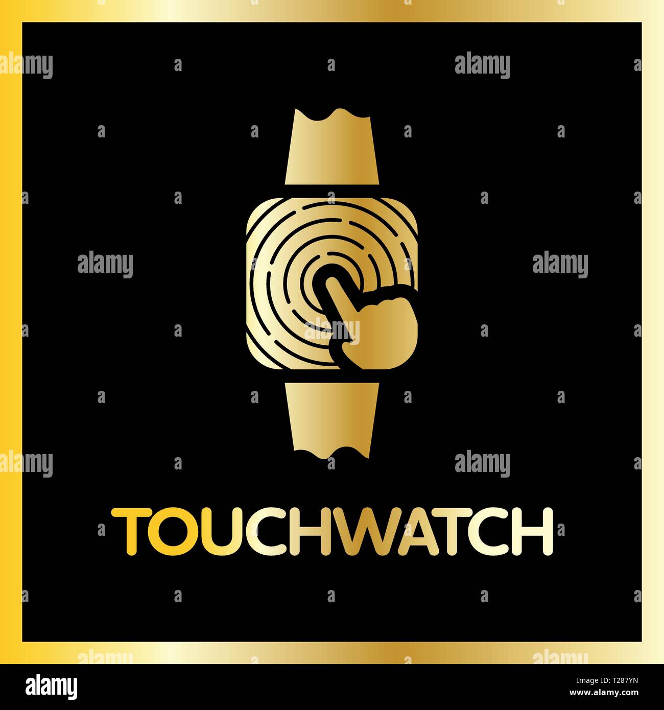 Touch Square Watch App Logo. Luxury, royal metal gold Stock Vector ...