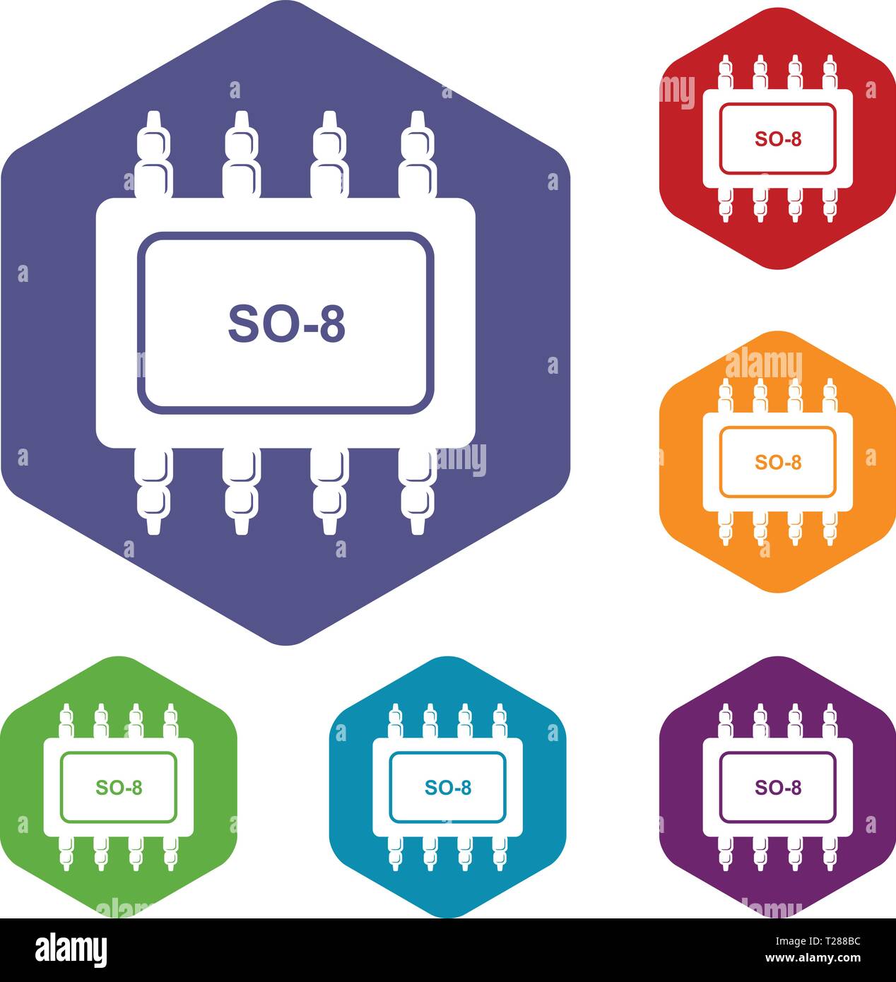 Transistor microchip icons vector hexahedron Stock Vector Image & Art ...