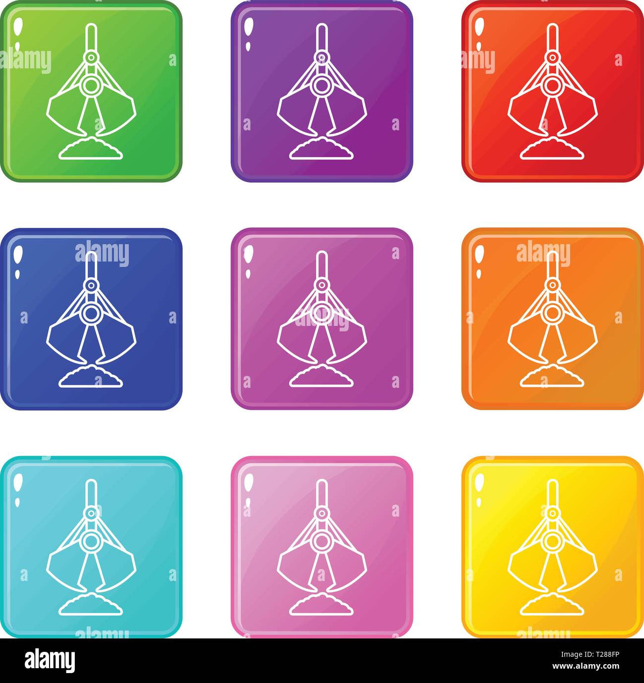 Excavator bucket icons set 9 color collection Stock Vector Image & Art ...