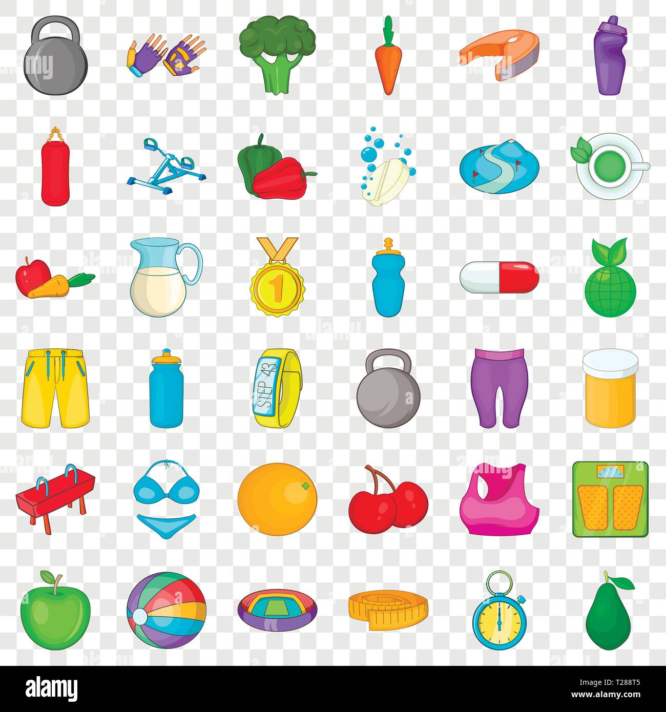 Wellness diet icons set, cartoon style Stock Vector Image & Art - Alamy