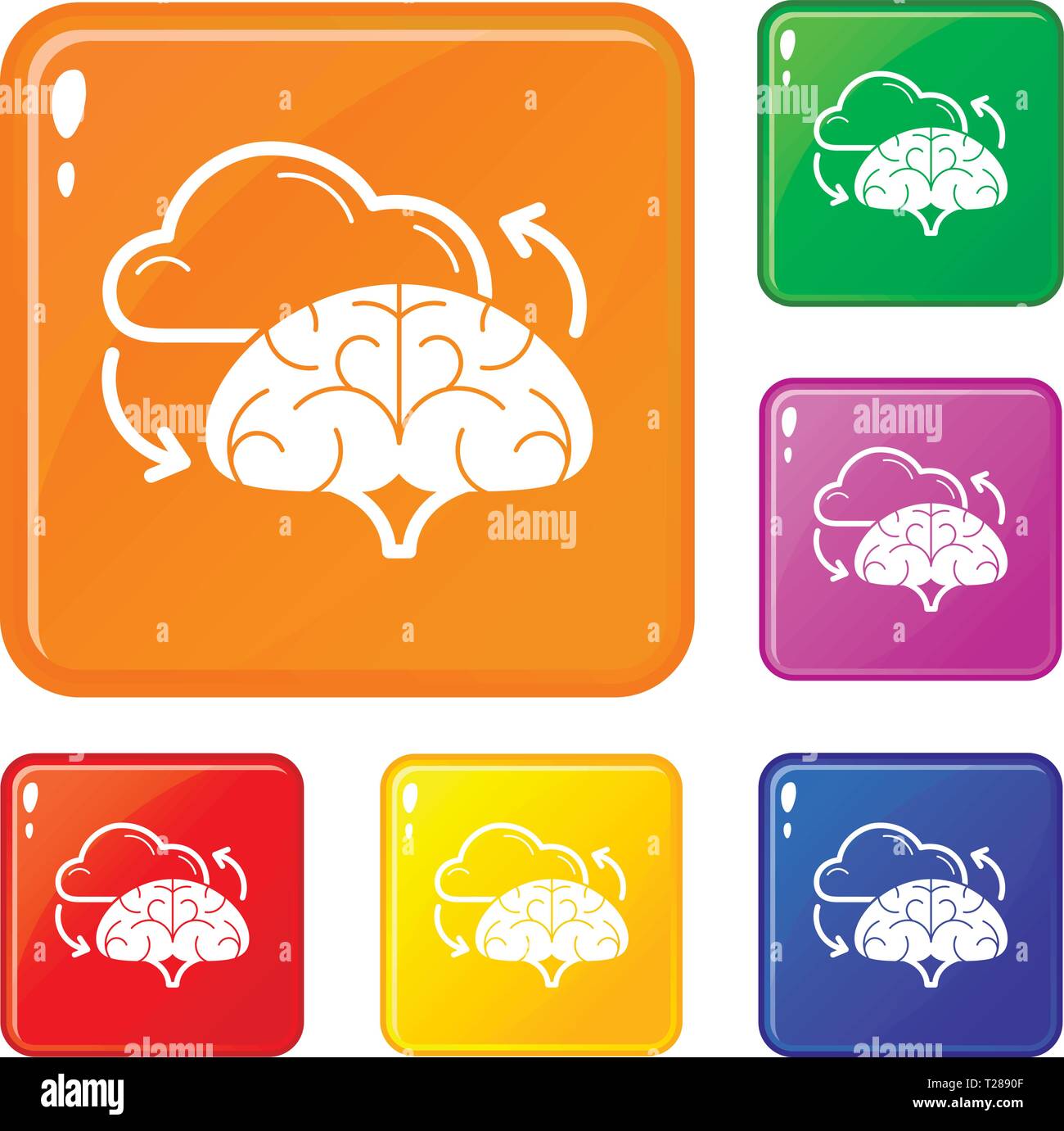 Brain icons set vector color Stock Vector Image & Art - Alamy