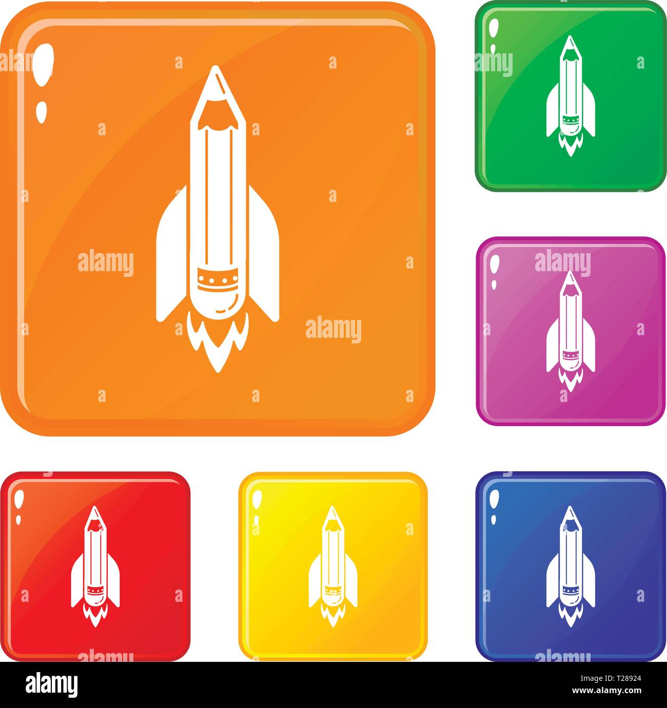 Start up pen rocket icons set vector color Stock Vector Image & Art - Alamy