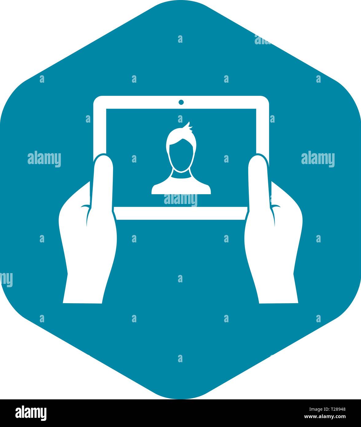 Hands holding tablet icon, simple style Stock Vector Image & Art - Alamy