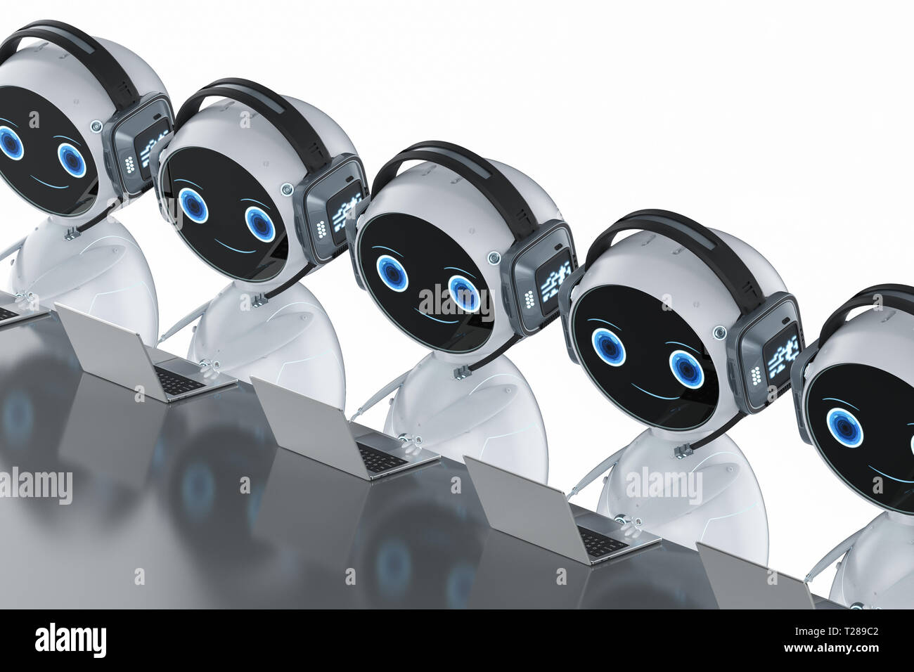 Automation customer service concept with 3d rendering humanoid robot ...