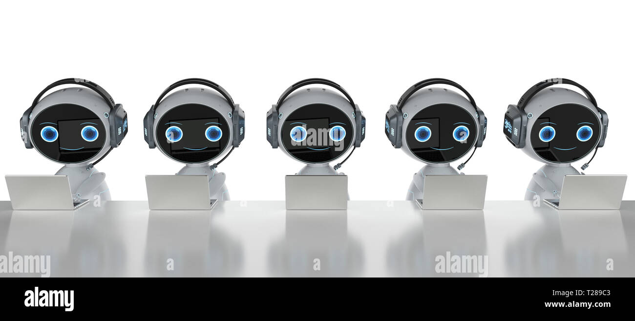 Automation customer service concept with 3d rendering humanoid robot ...