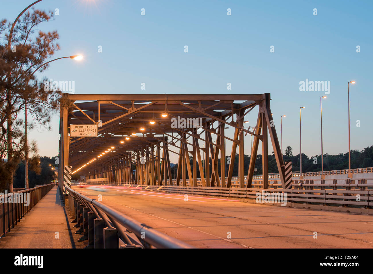 Early morning traffic on the Iron Cove Bridge that joins the Sydney ...