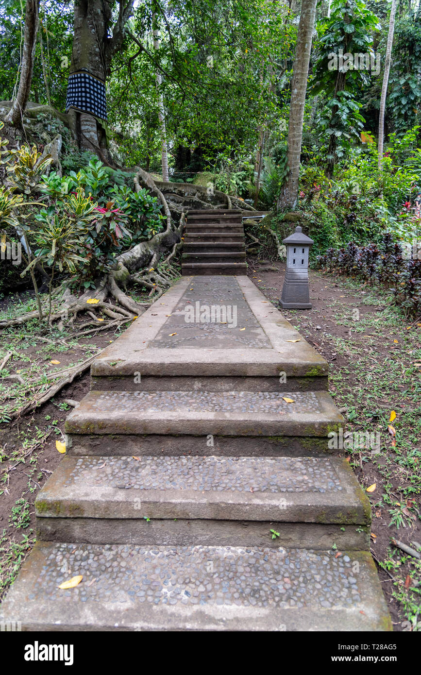 Lots of steps at Goa Gajah Sanctuary Ubud, Bali, Indonesia Stock Photo ...