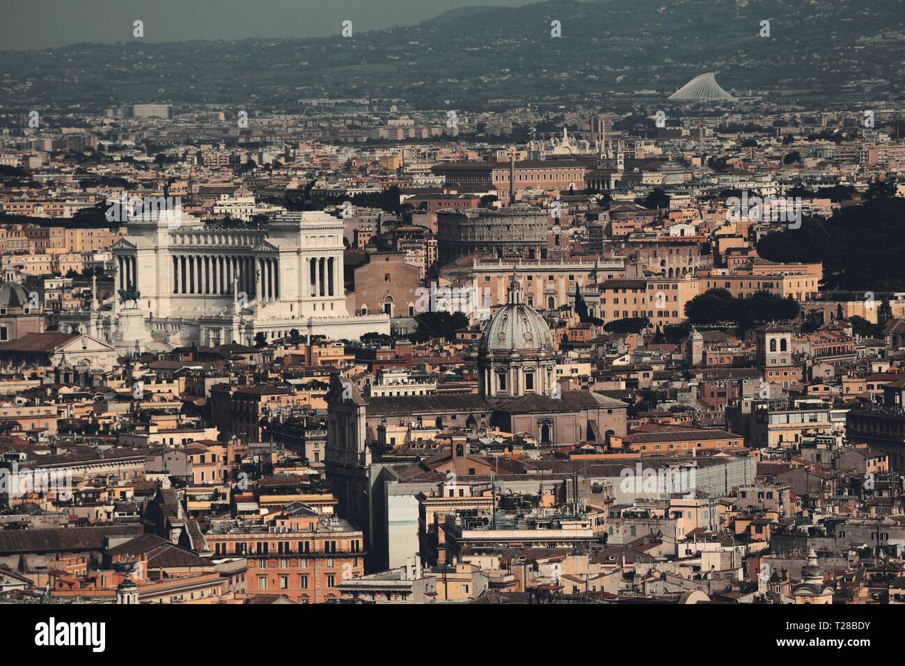 Rome city panoramic view from top of St. Peter’s Basilica in Vatican ...