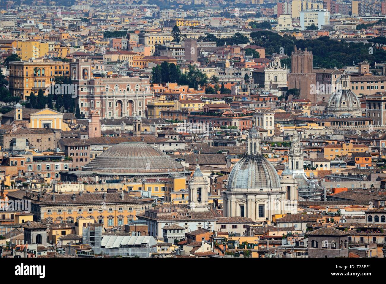 Rome city historical architecture background view from top of St. Peter ...