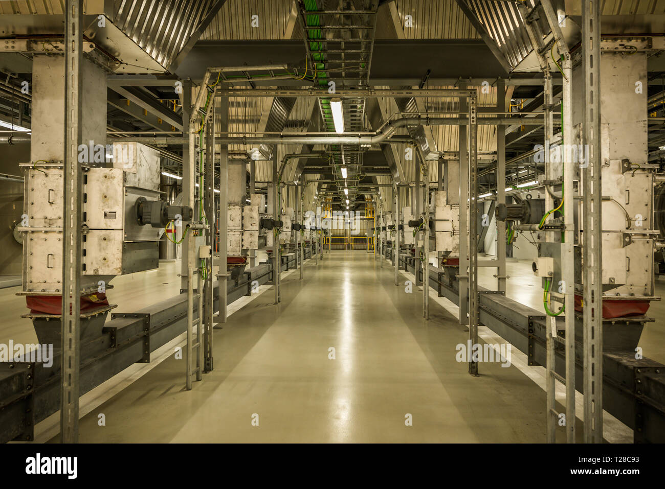 The interior of the Roskilde Power Plant with electrical installations ...