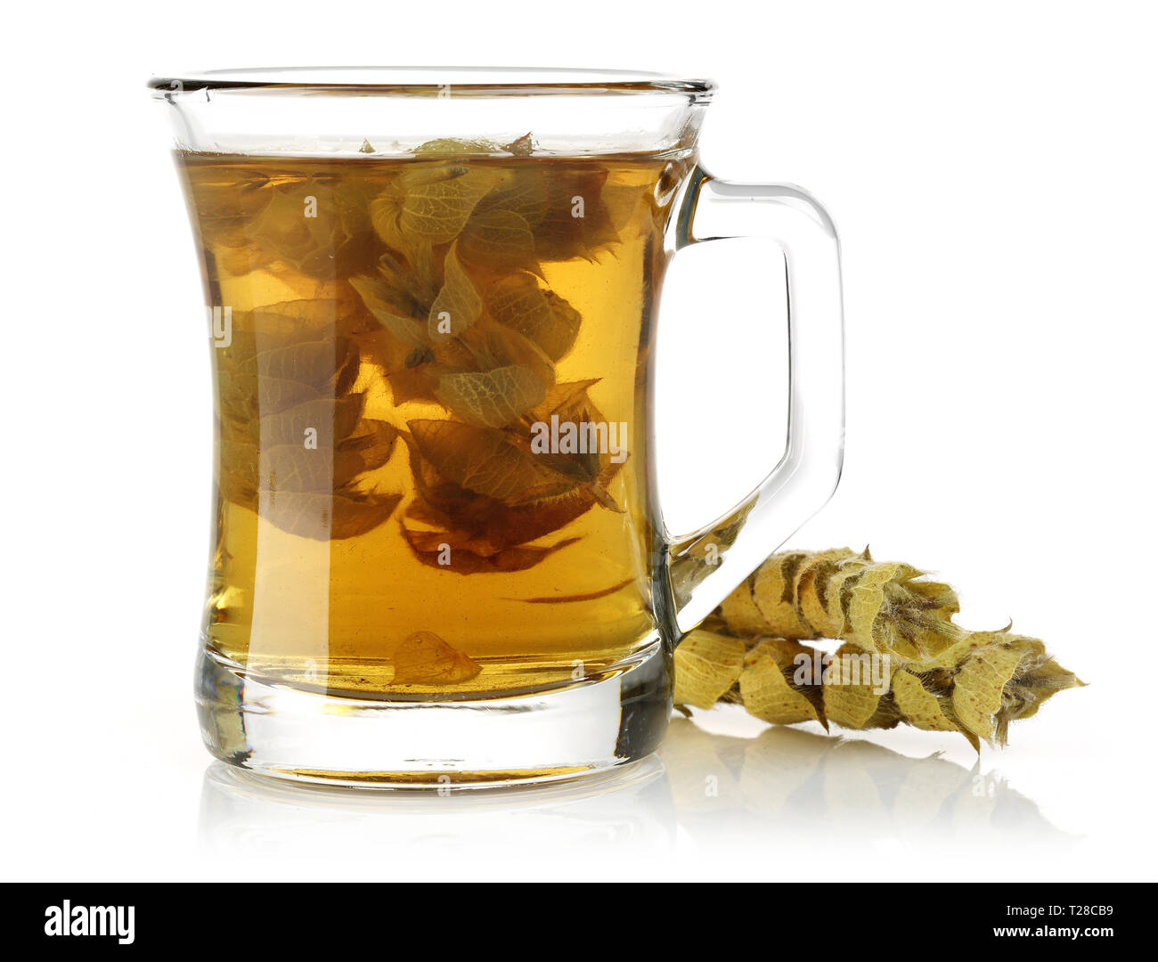 Sage tea and dry sage flowers isolated on white background Stock Photo ...