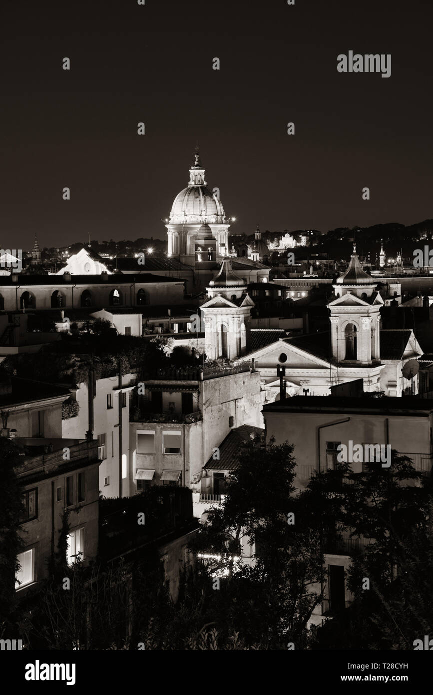 Rome rooftop view with ancient architecture in Italy at night Stock ...